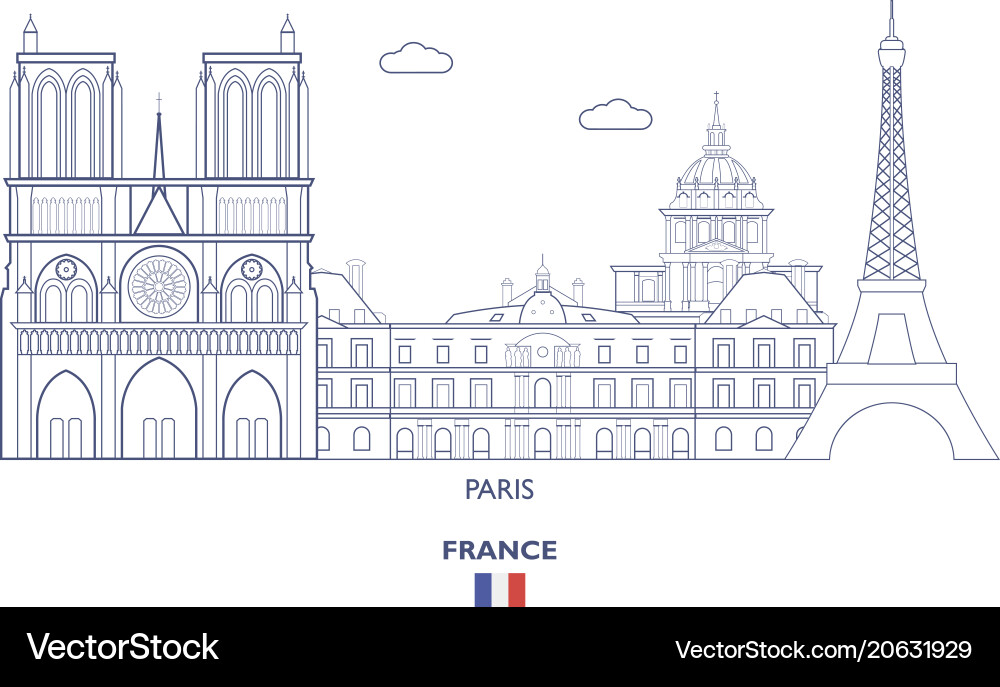 Paris city skyline Royalty Free Vector Image - VectorStock