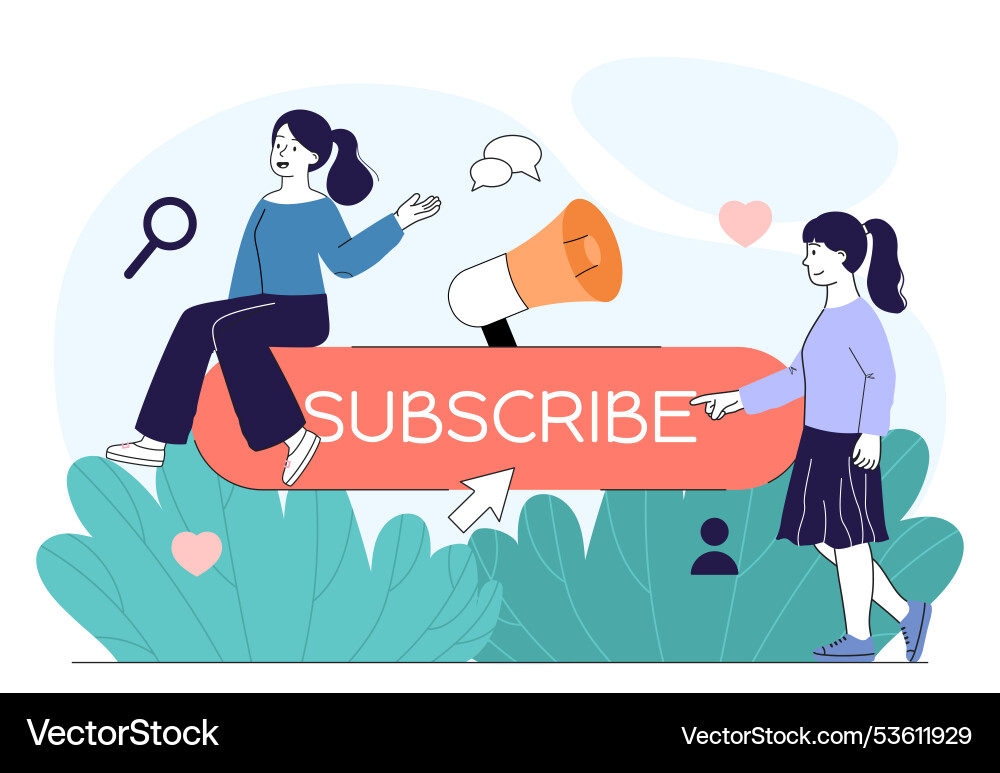 People with subscribe button women with Royalty Free Vector