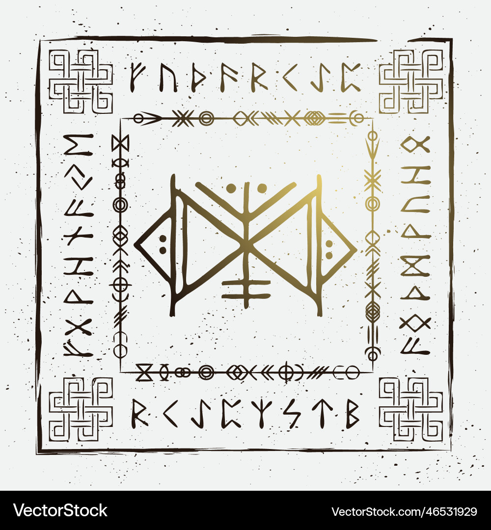 Scandinavian doodle bind rune defence Royalty Free Vector