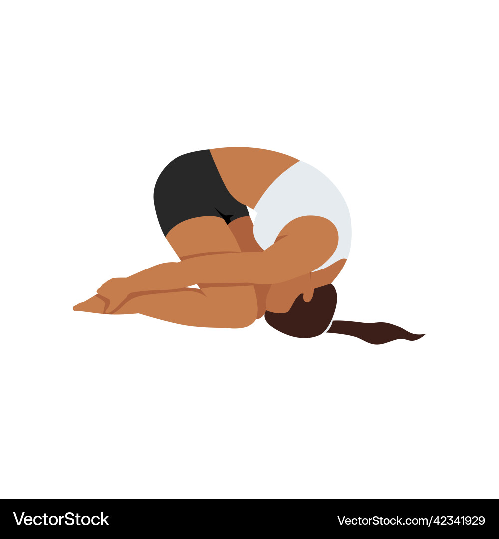 Woman doing rabbit pose sasangasana exercise Vector Image