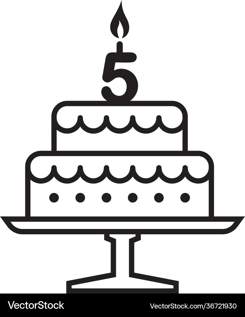 5 years birthday cake Royalty Free Vector Image