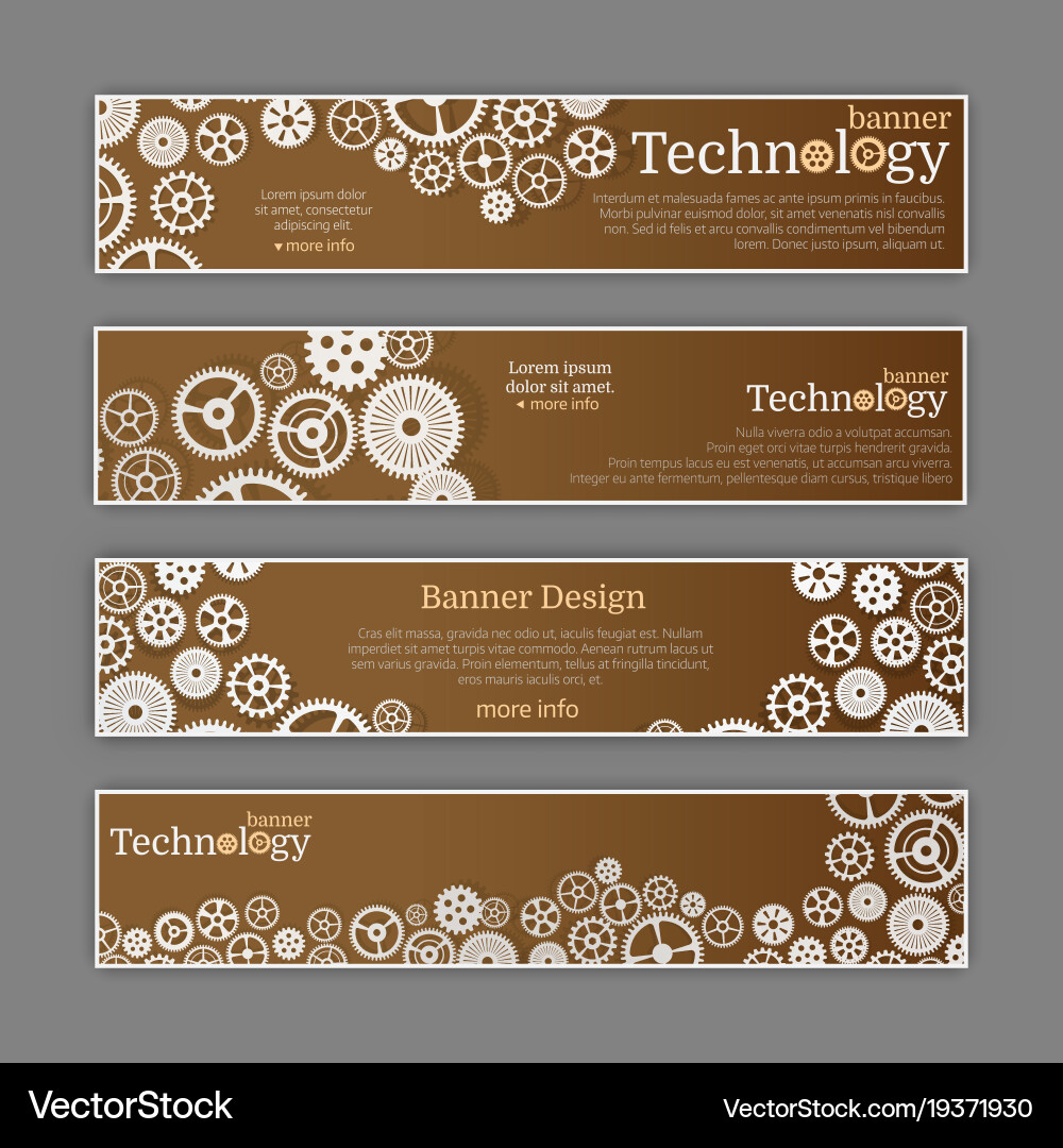 Abstract gear wheel and circuit board banner set – Royalty-Free Vector ...
