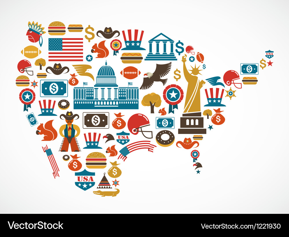 American Icons Skyline Royalty Free Vector Image