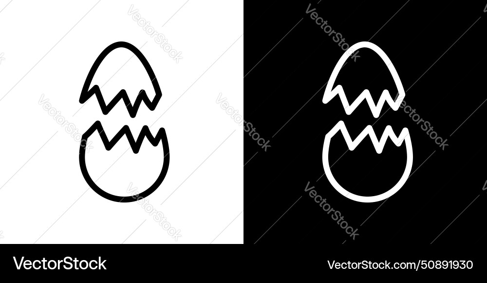 Broken egg icon set with crack symbol cracked Vector Image