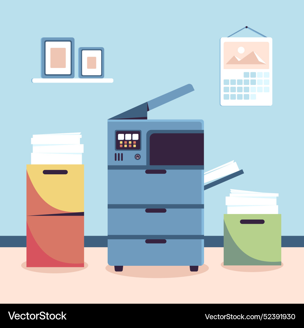 Hand drawn office printer Royalty Free Vector Image