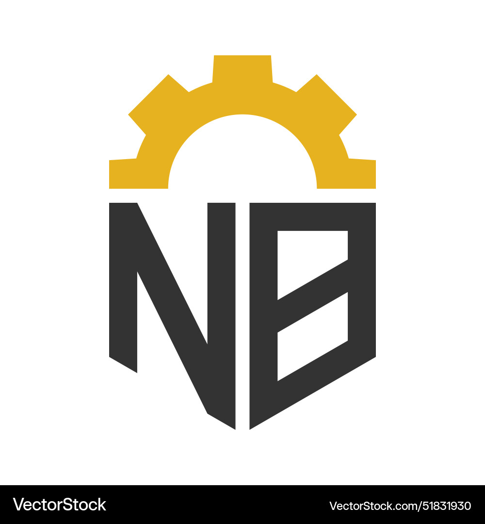 Letter nb gear logo design for service center Vector Image