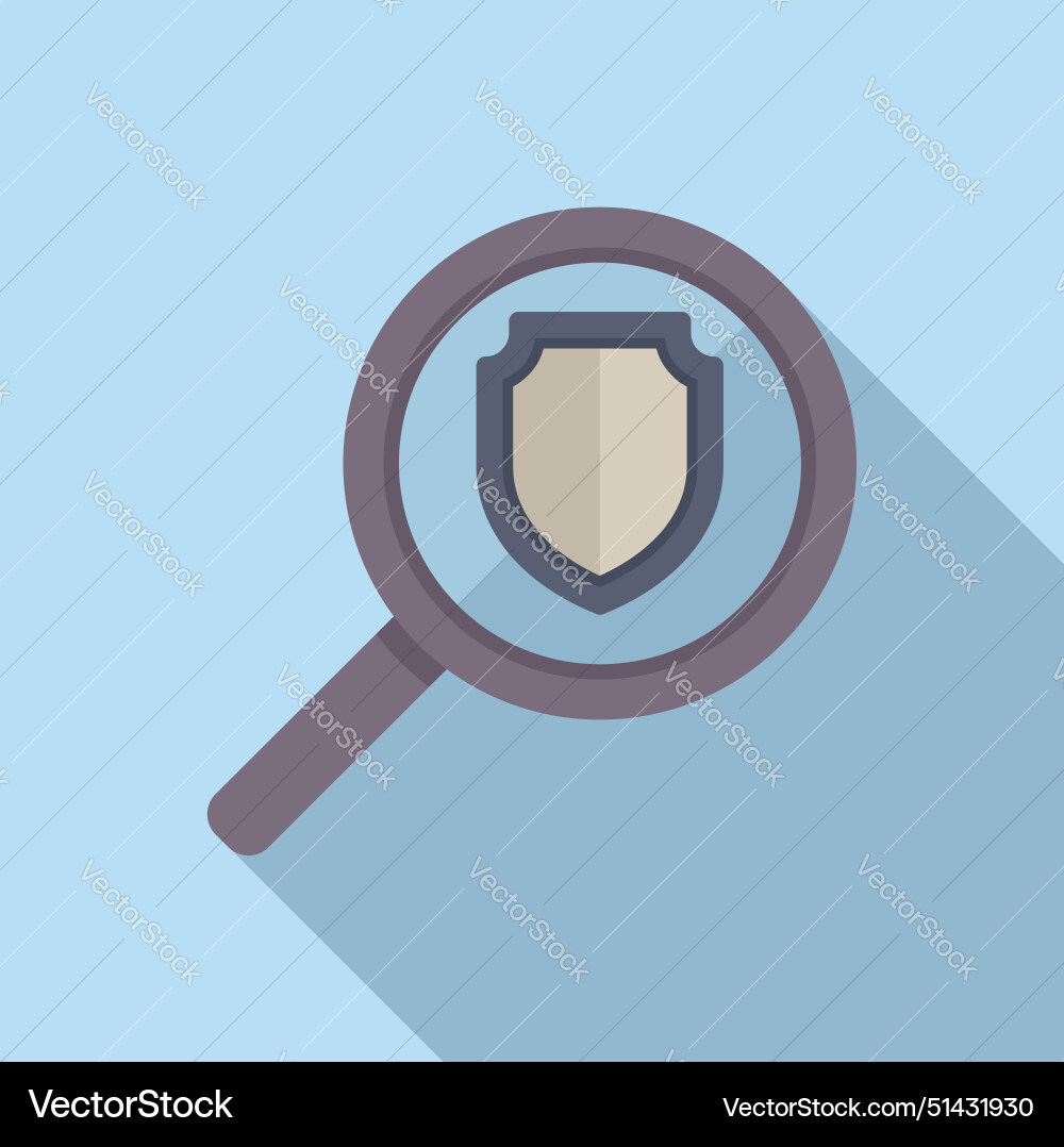 Magnifying glass focusing on a shield depicting Vector Image