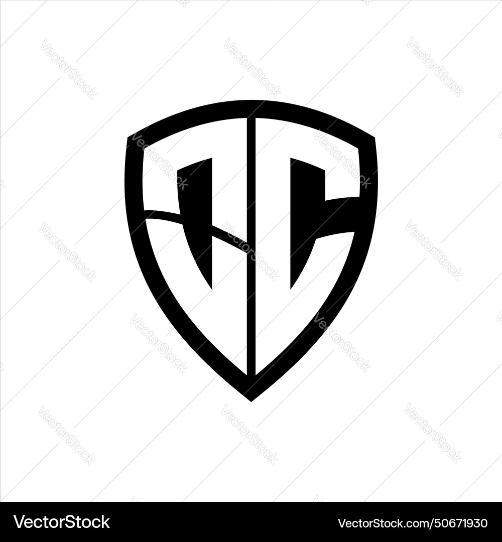 Oc monogram logo with bold letters shield shape Vector Image