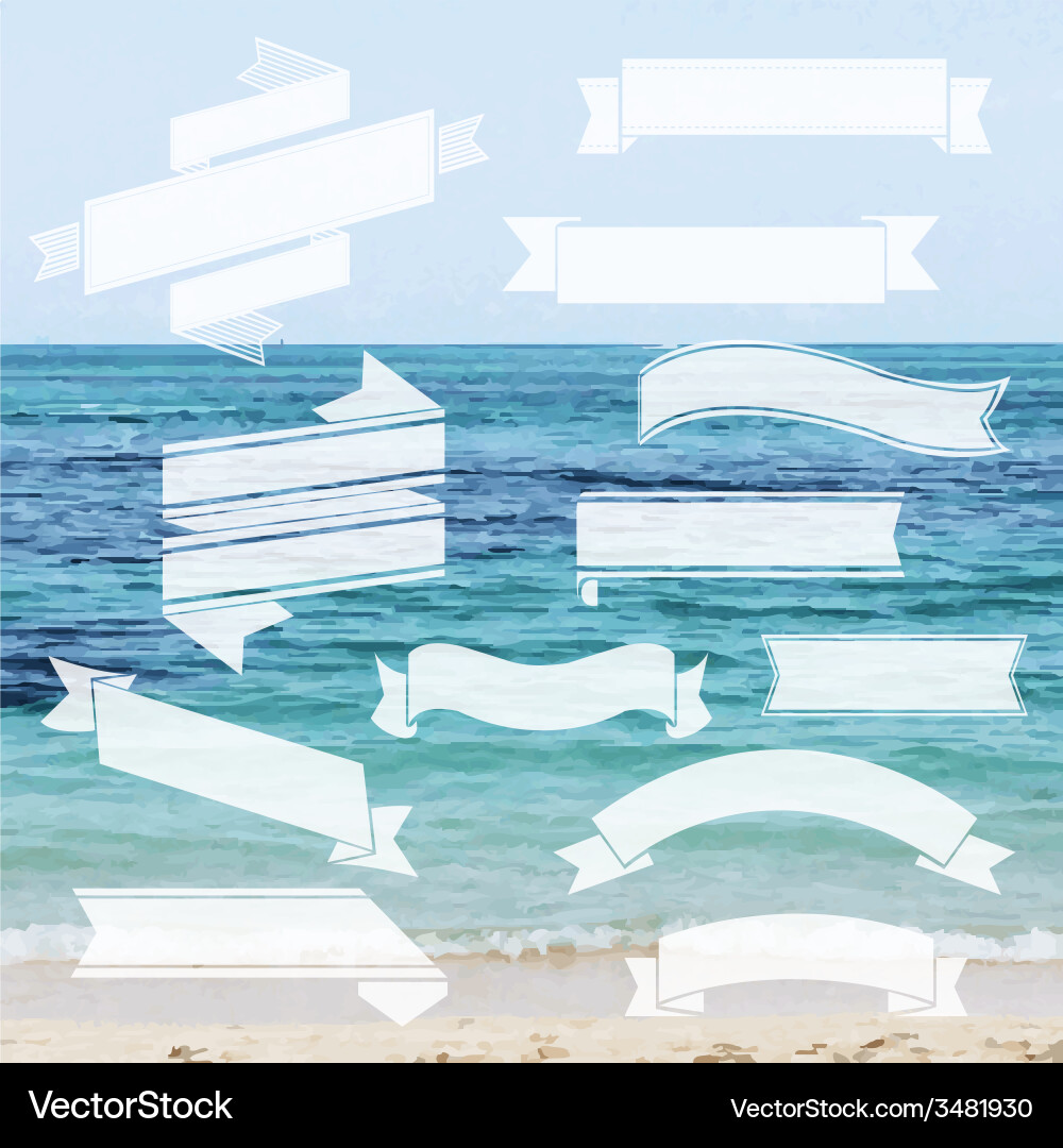 Ribbon set with sea Royalty Free Vector Image - VectorStock