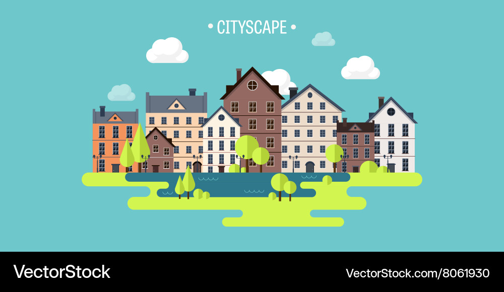 Spring summera city Royalty Free Vector Image - VectorStock