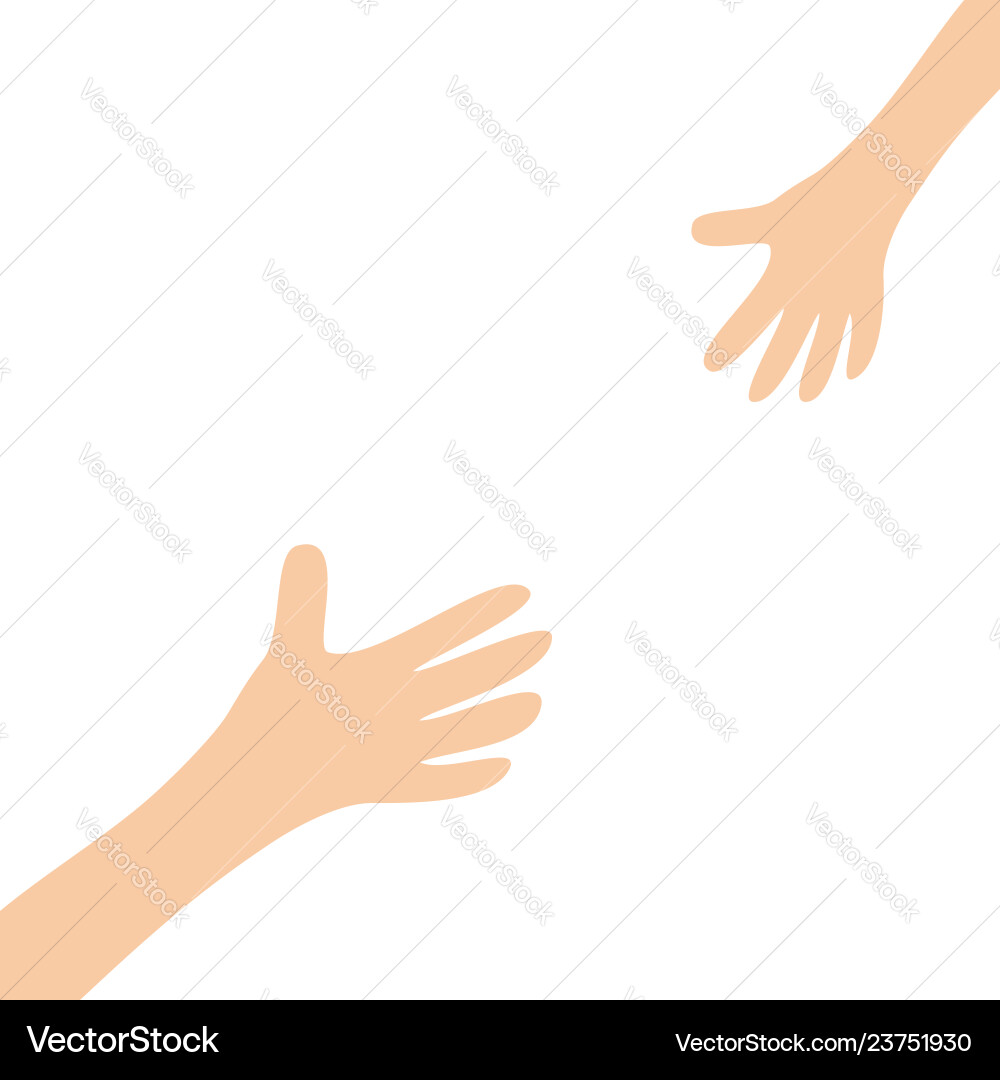 Two hands arms reaching to each other mother Vector Image