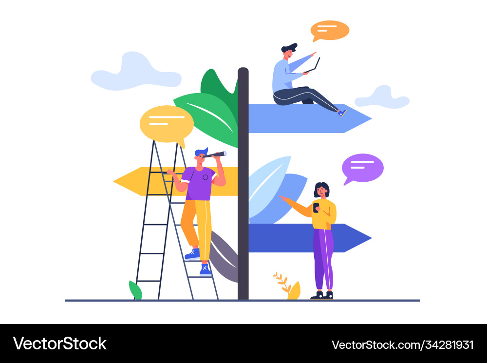 A group people are looking for directions Vector Image