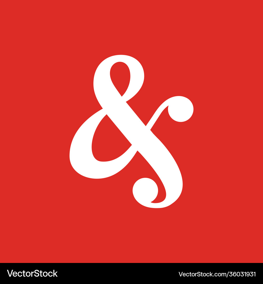 Ampersand font script logo icon elegant Royalty Free Vector