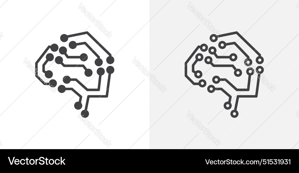 Brain circuit icon set ai brain symbol artificial Vector Image