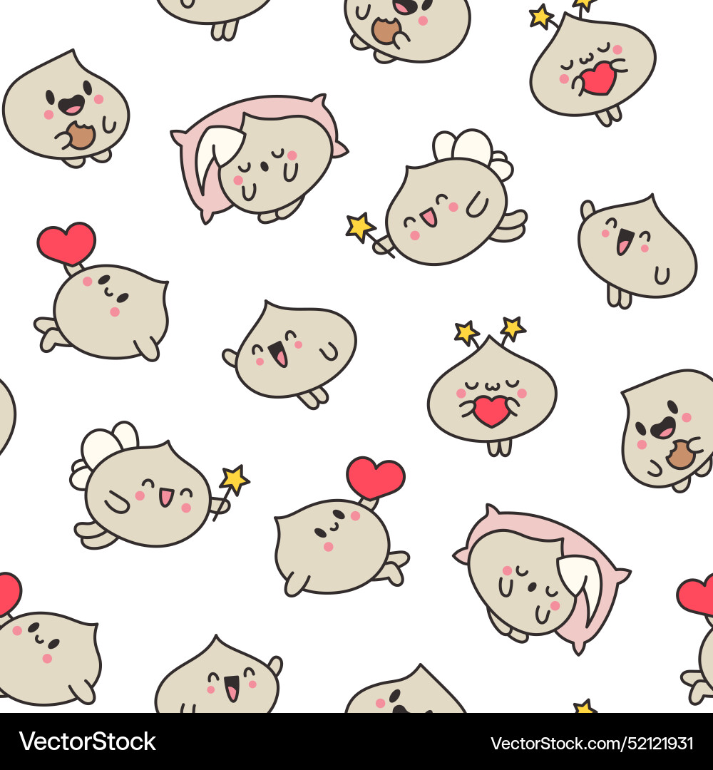 Cute dumplings characters seamless pattern Vector Image