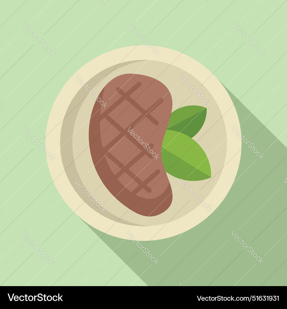 Grilled meat with garnish on a plate representing Vector Image