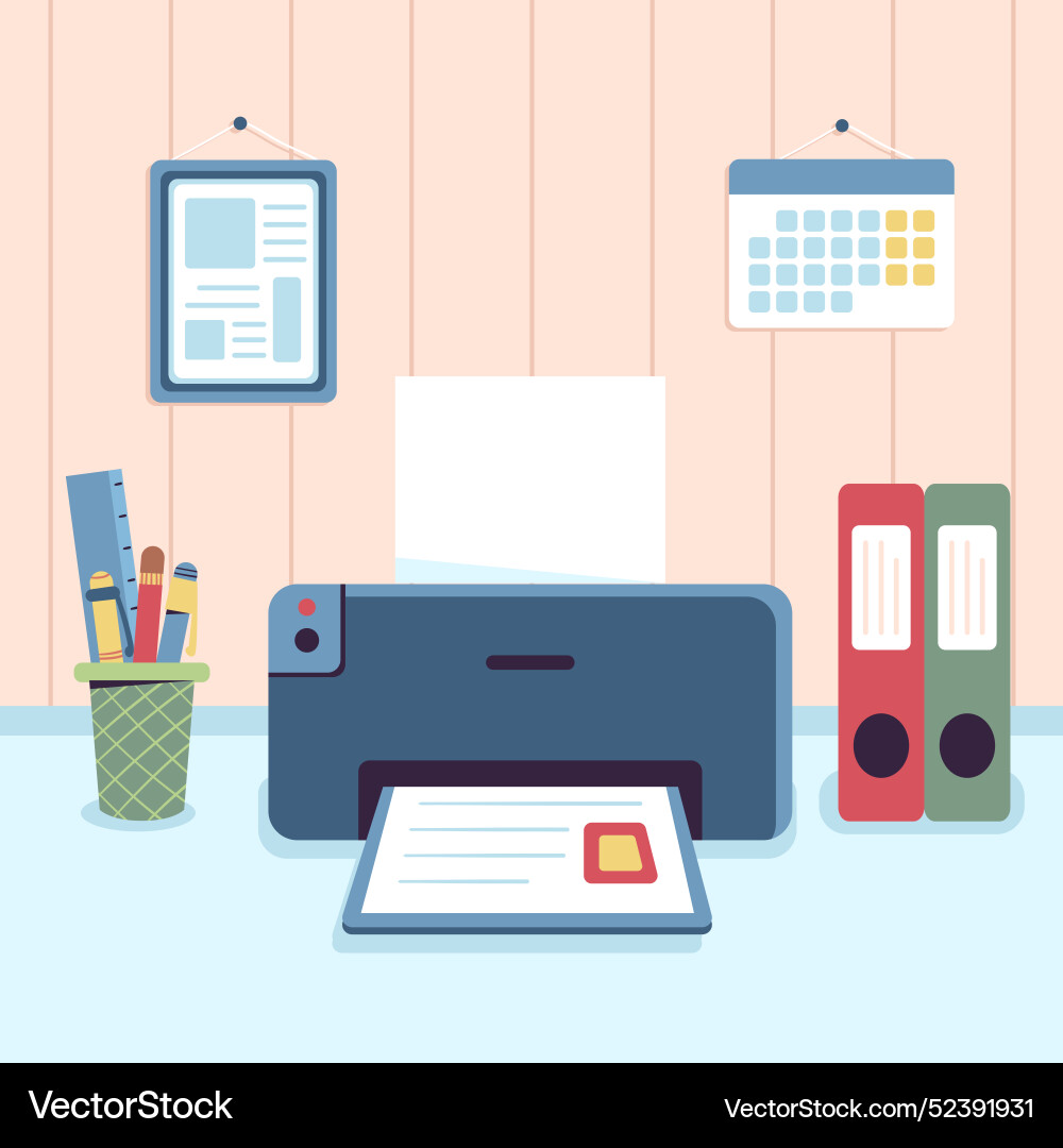 Hand drawn office printer Royalty Free Vector Image