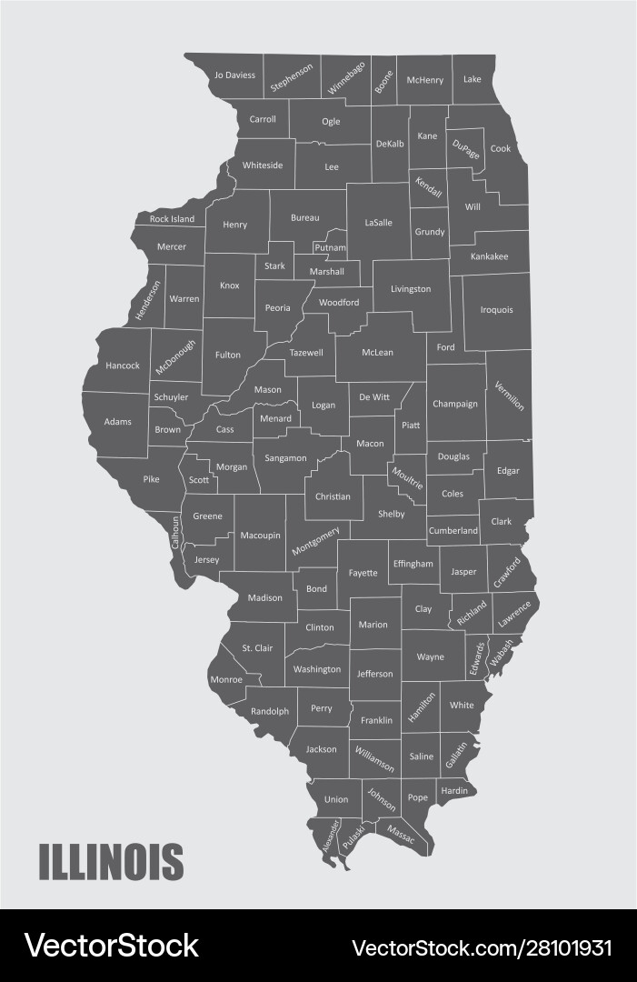 Illinois counties map Royalty Free Vector Image