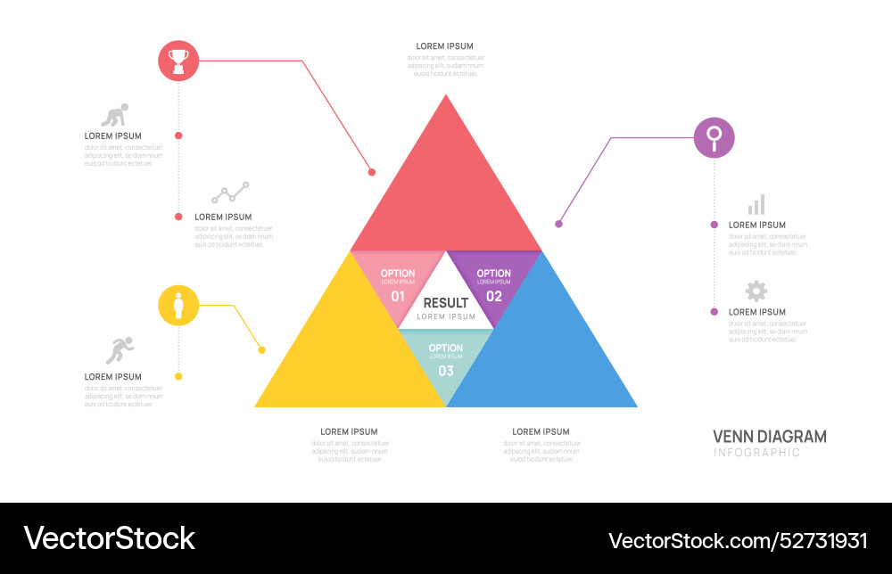 Infographic venn diagram chart triangle template Vector Image