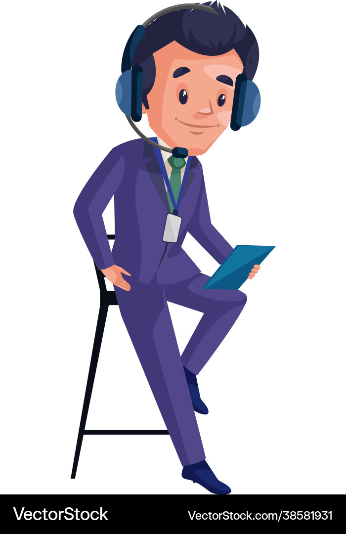 Journalist boy cartoon character Royalty Free Vector Image