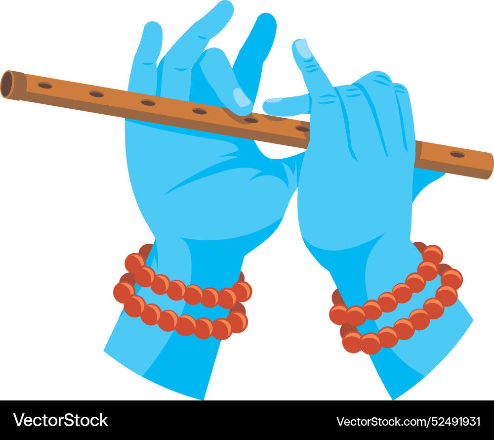 Lord krishna plays his flute Royalty Free Vector Image