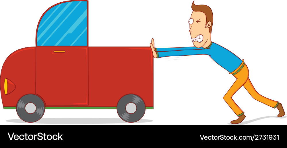 Pushing a car Royalty Free Vector Image - VectorStock