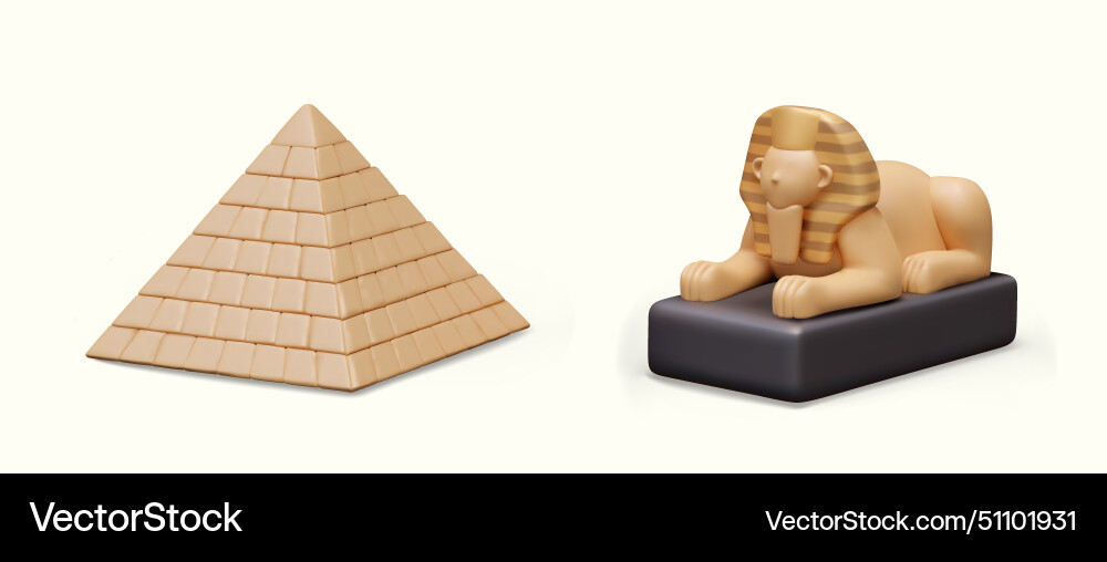 Realistic pyramid great sphinx symbols of egypt Vector Image
