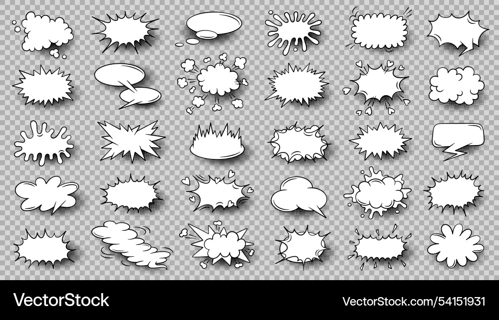 Set of empty comic speech bubbles isolated on Vector Image