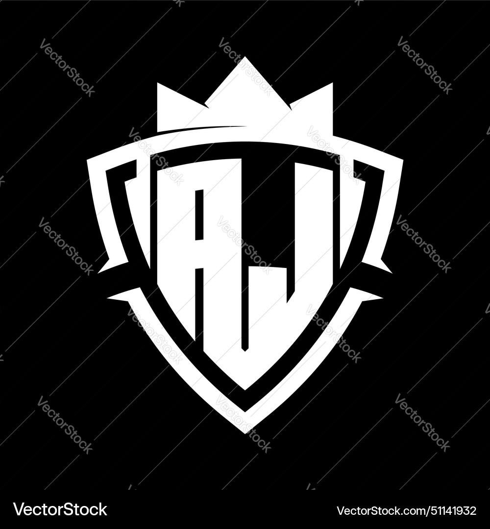 Aj letter monogram with triangle curve shield Vector Image