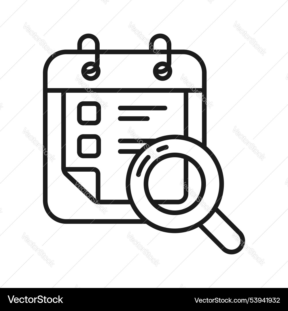 Calendar with magnifying glass concept Royalty Free Vector