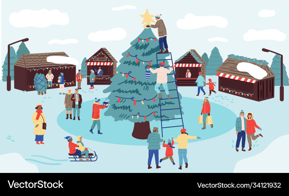 Christmas Market Scene Royalty Free Vector Image