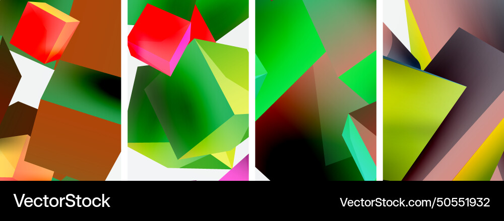 Composition of 3d cubes and other geometric Vector Image