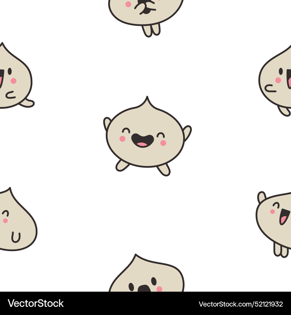 Cute dumplings characters seamless pattern Vector Image