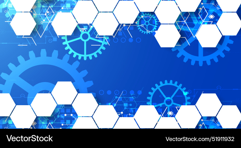 Gear wheel technology pattern on blue gradient Vector Image