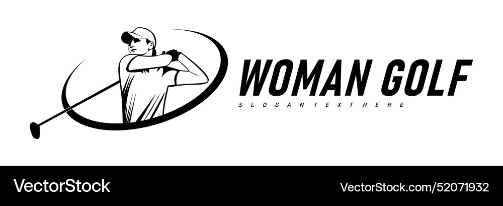 Golf woman player black and white logo design Vector Image