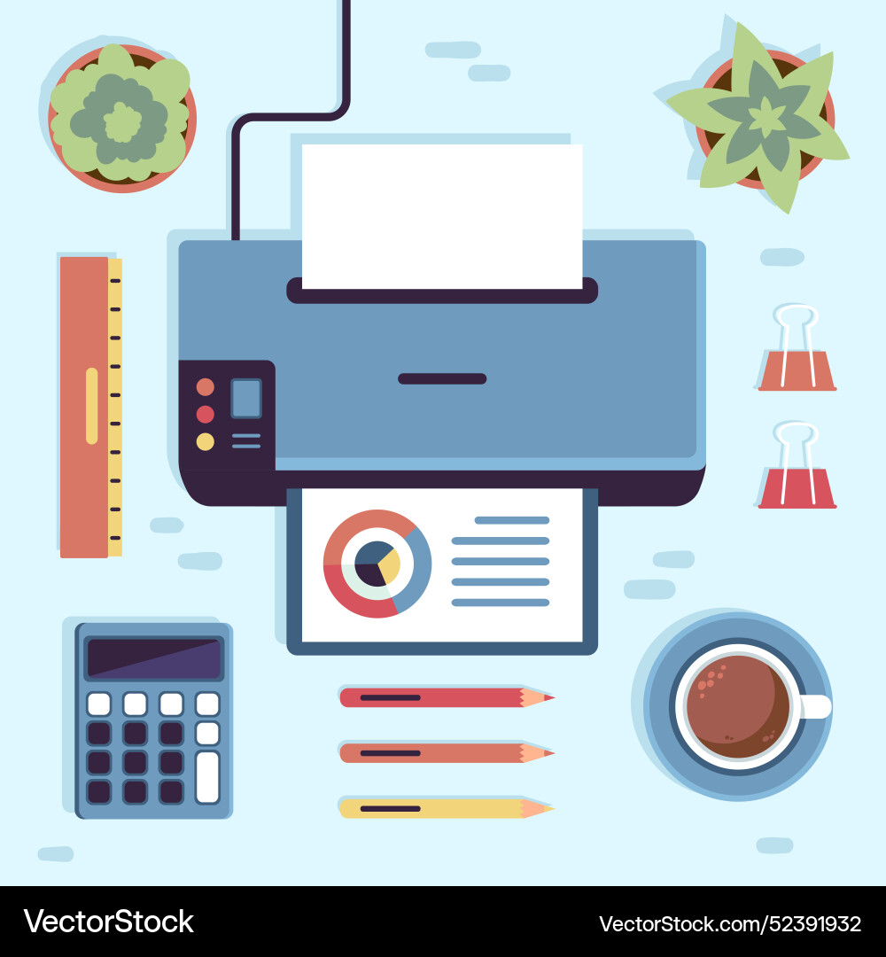 Hand drawn office printer Royalty Free Vector Image