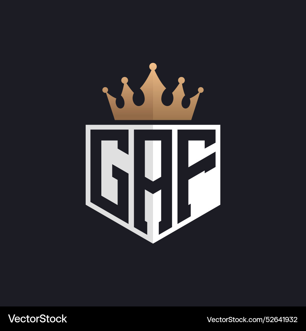 Luxury gaf logo with crown elegant initials Vector Image