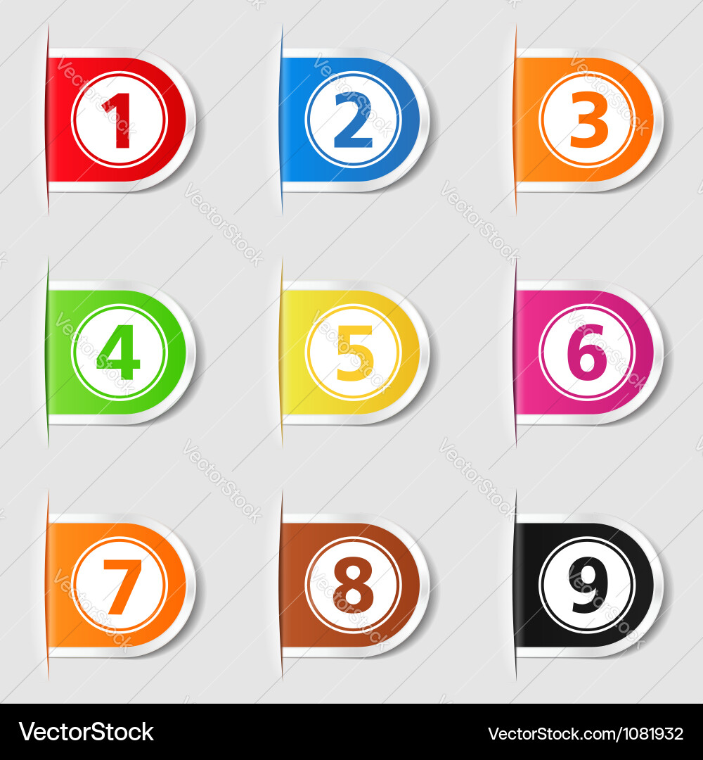 Number Tabs Collection Royalty Free Vector Image