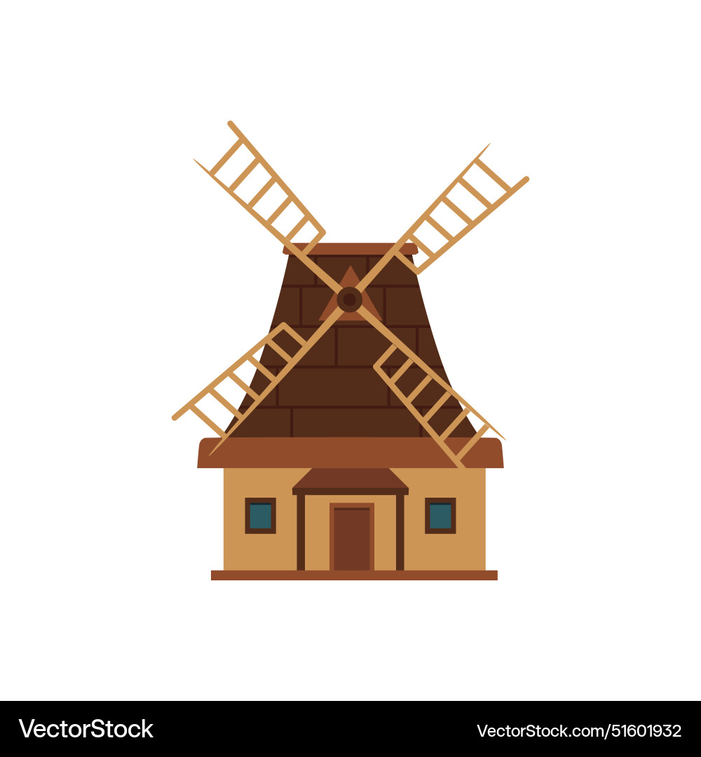 Old small dutch windmill Royalty Free Vector Image
