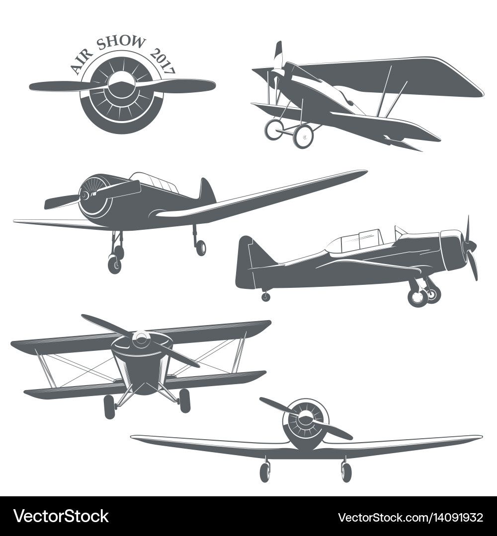Set of vintage airplane Royalty Free Vector Image