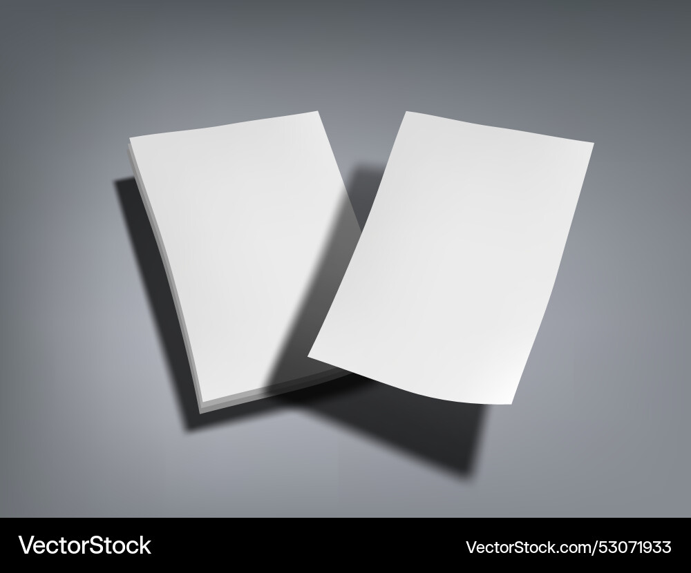 3d blank writing paper sheet on dark background Vector Image