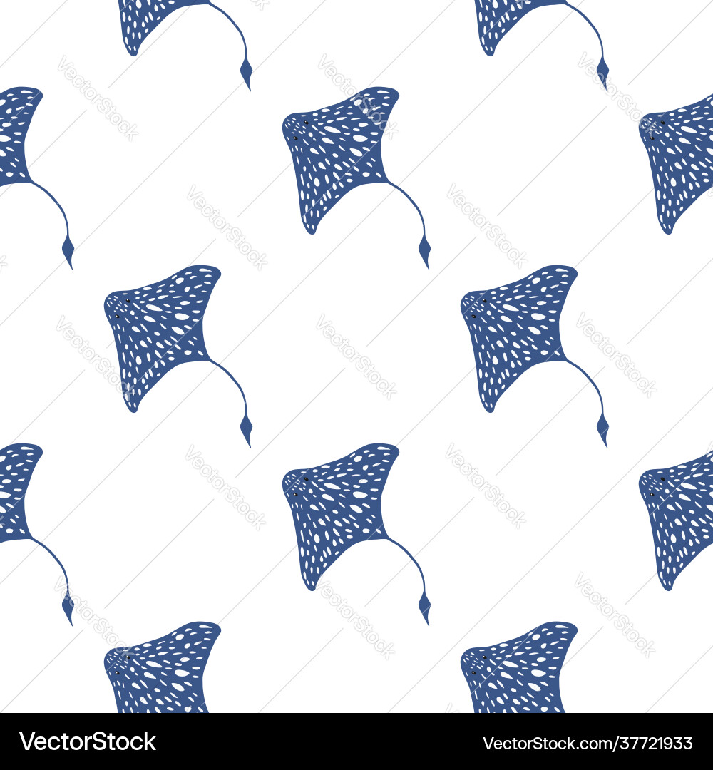 Blue Stingray Seamless Pattern Royalty Free Vector Image