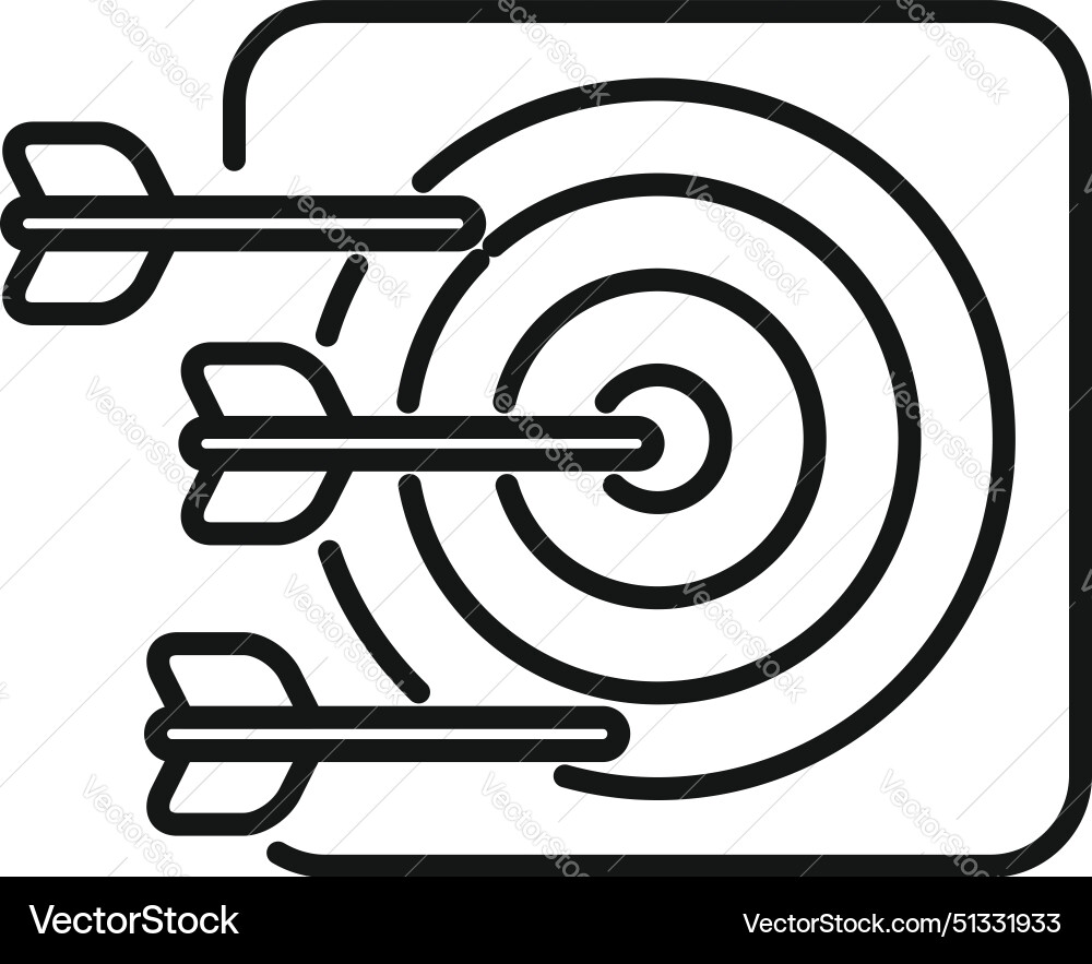 Bullseye target with arrows line art Royalty Free Vector