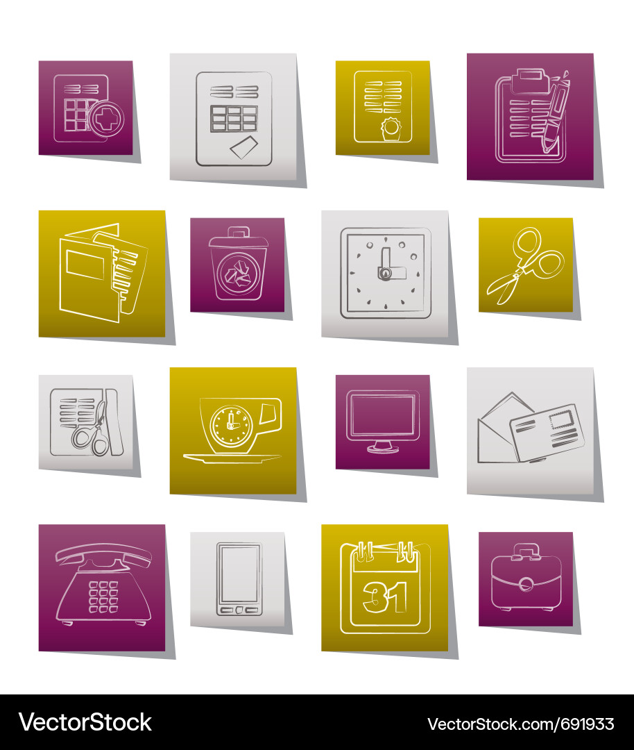 Business and office tools icons Royalty Free Vector Image