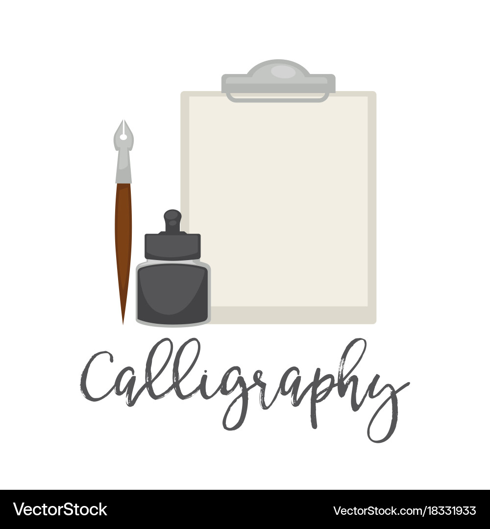 Calligraphy simple tools isolated cartoon Vector Image