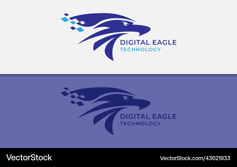 Creative digital blue eagle logo design modern Vector Image
