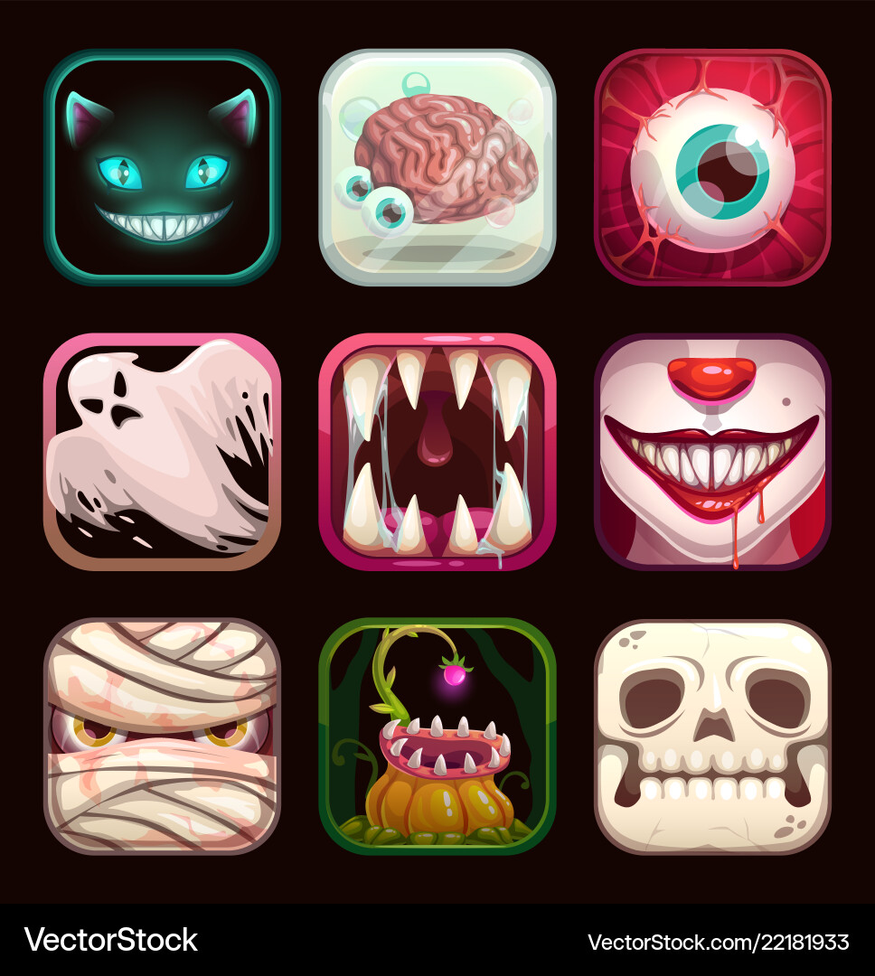 Creepy Horror App Icons Royalty Free Vector Image