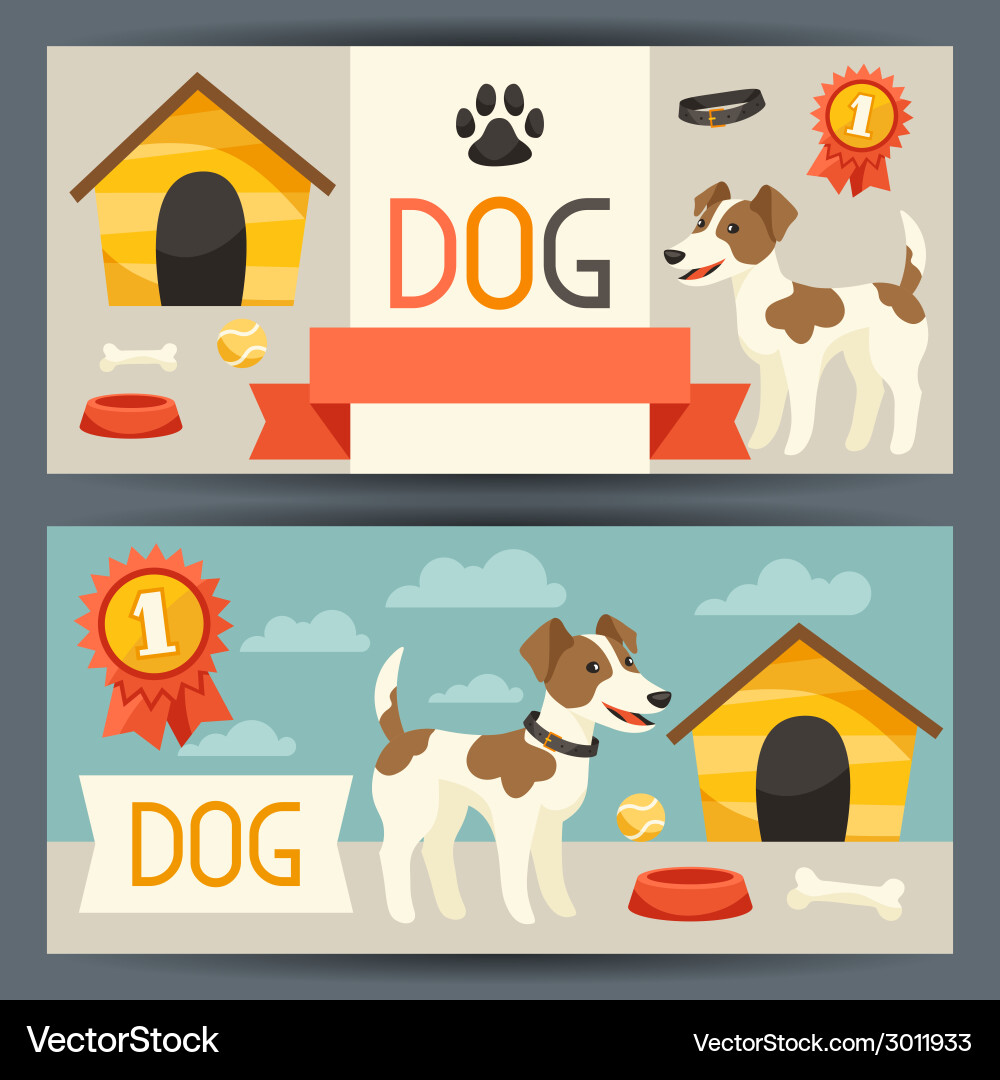 Cute Dog Banners & Icons Royalty Free Vector Image