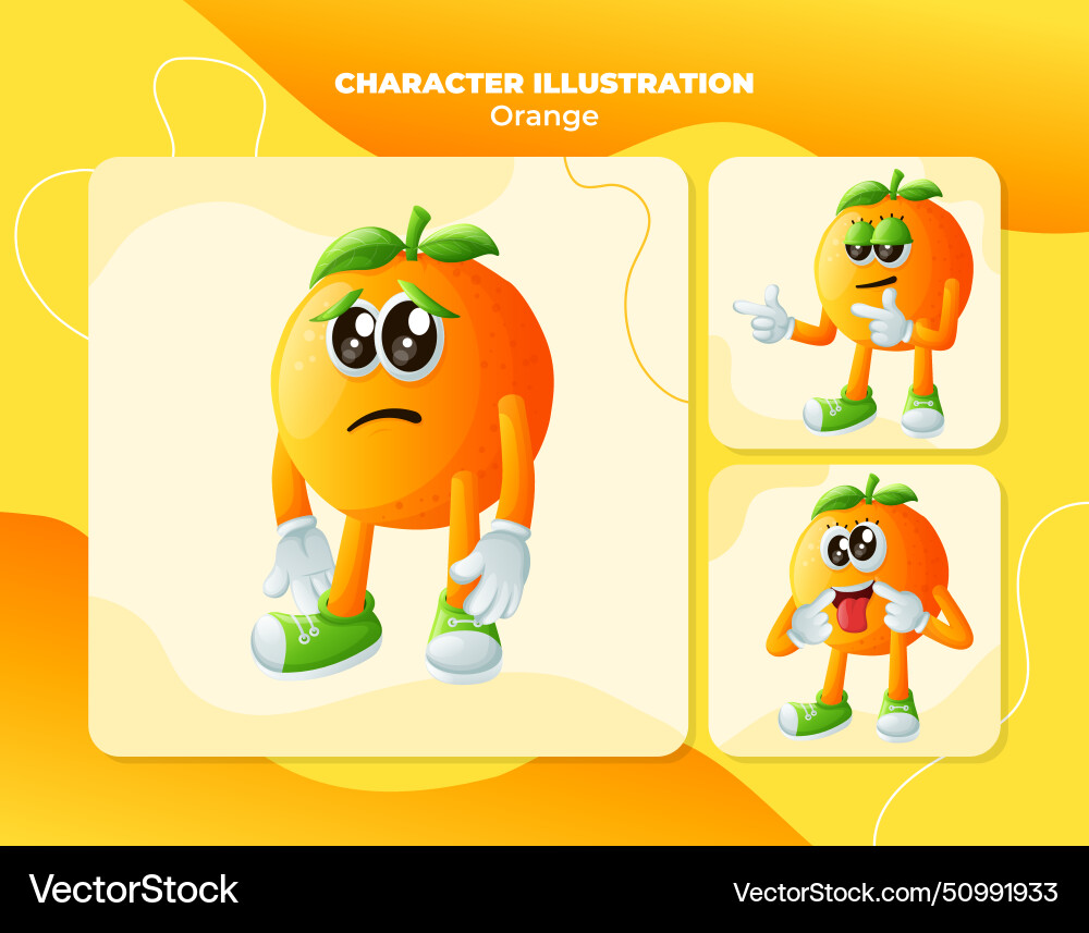 Cute orange characters with different facial Vector Image