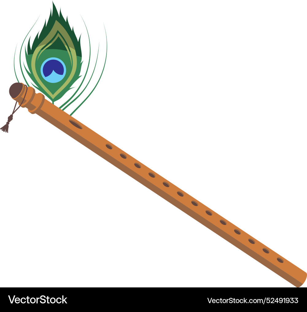 Flute with peacock feathers Royalty Free Vector Image